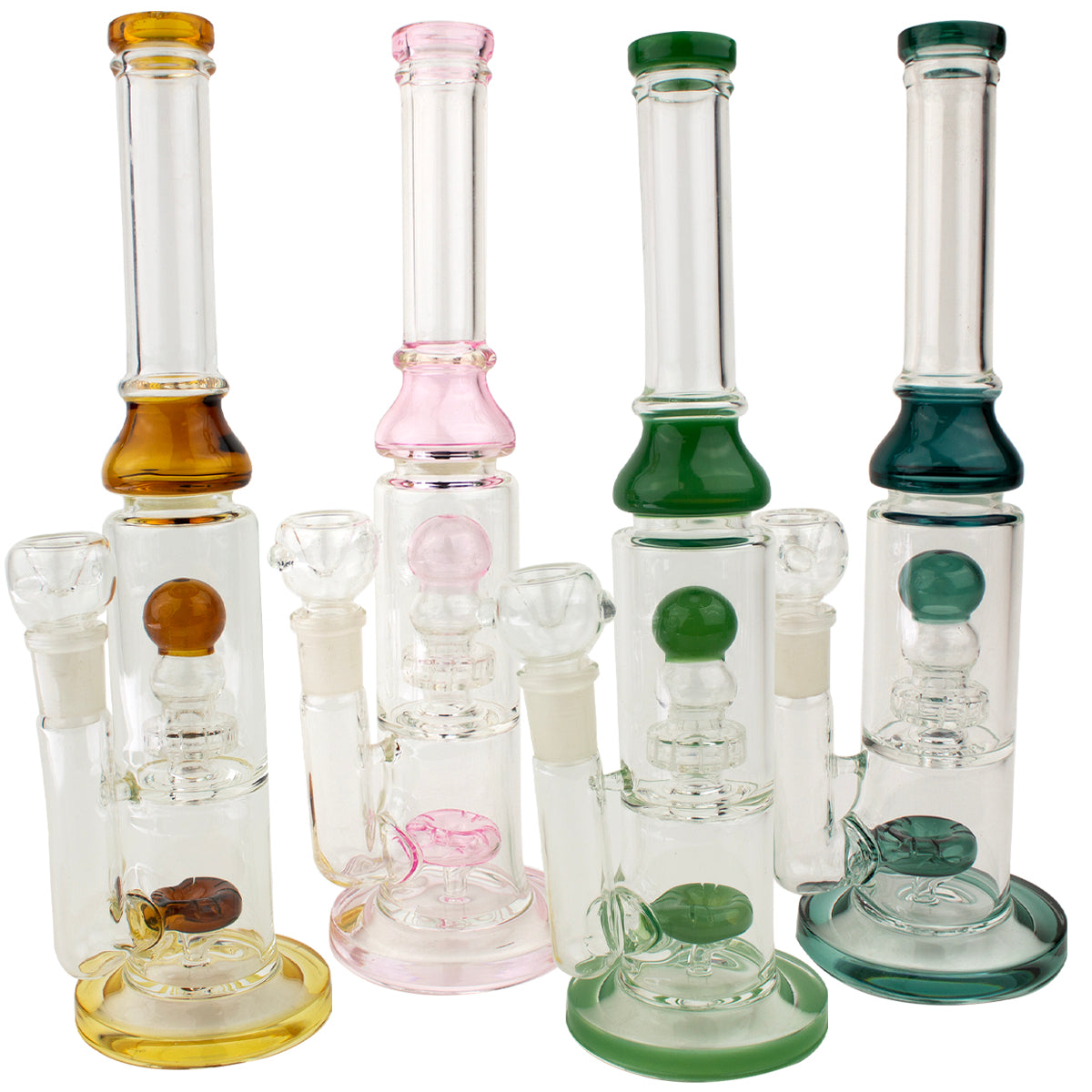 Buy 13" Cylinder Stack Double Shower Head Percolator Glass Water Pipe ...