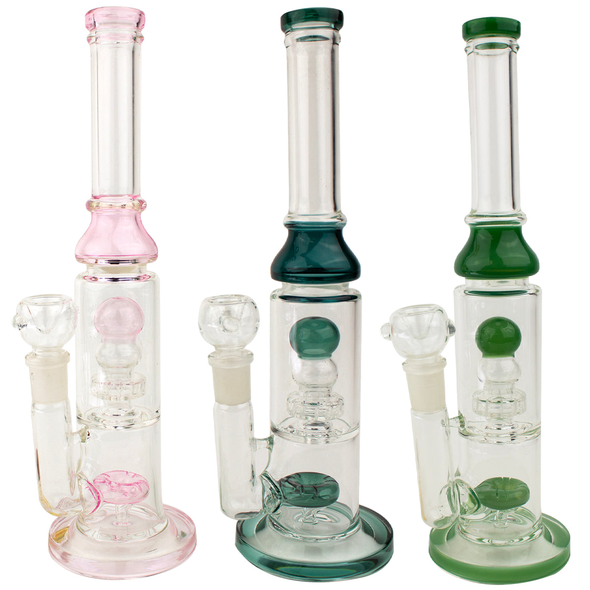 Buy 13" Cylinder Stack Double Shower Head Percolator Glass Water Pipe ...